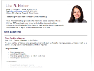 lisa-esl-cv-99 - Let's TEFL