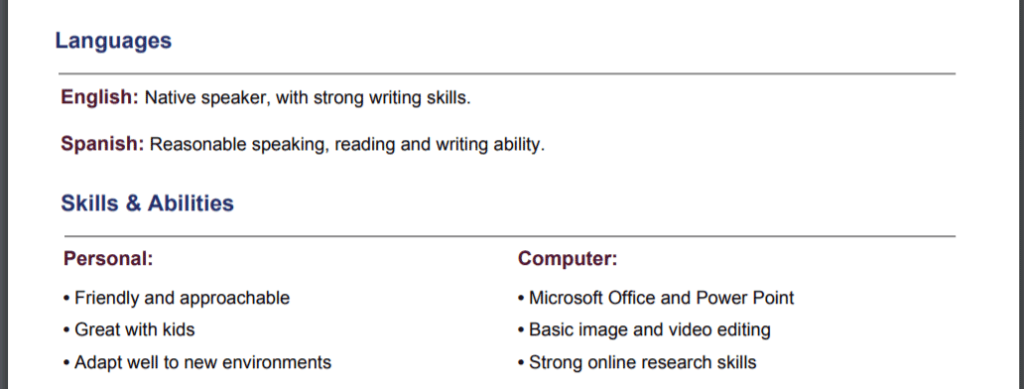 ESL Resumes: Template - Let's TEFL